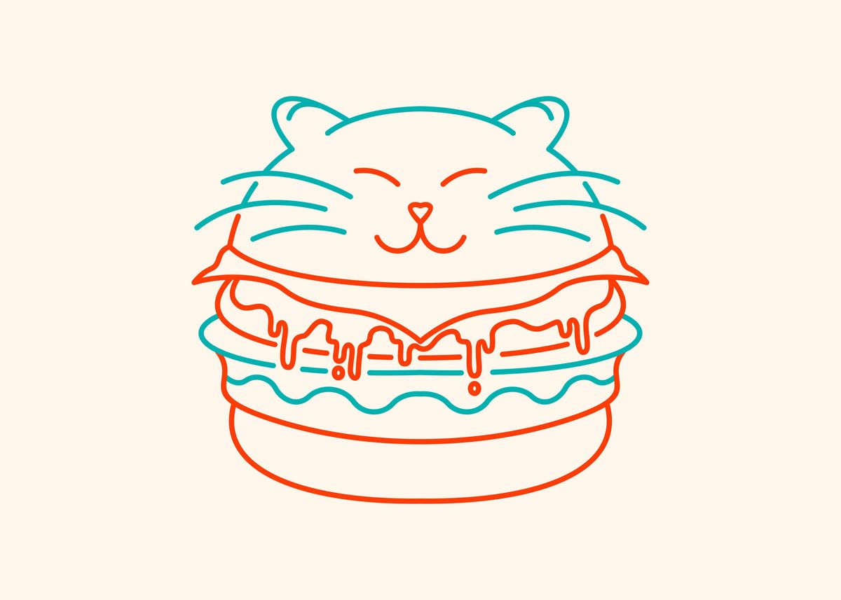 'Cat Burger' Poster by VEKTORKITA | Displate