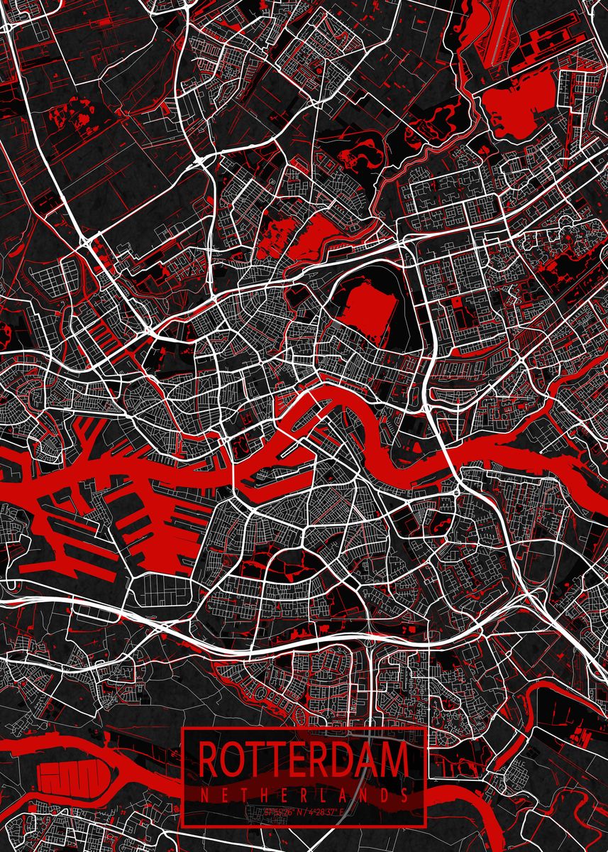 'Rotterdam Map Oriental' Poster, picture, metal print, paint by deMAP ...