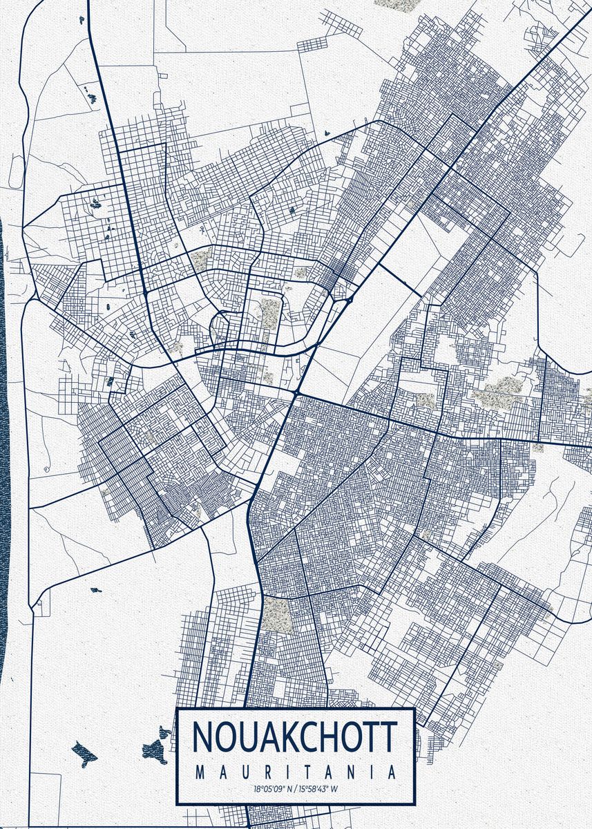 city map print Mauritania Nouakchott map Nouakchott map print ...