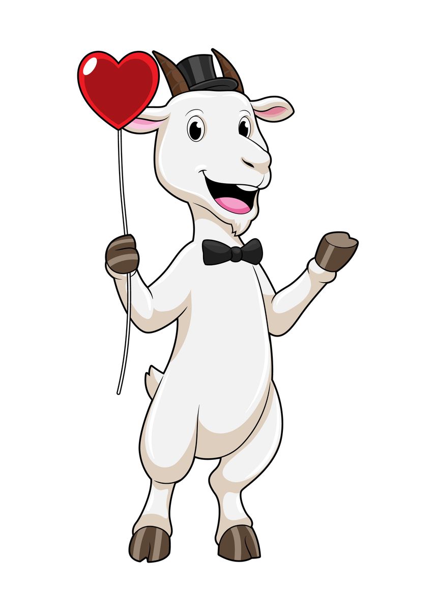 'Goat Groom Wedding Balloon' Poster, picture, metal print, paint by ...