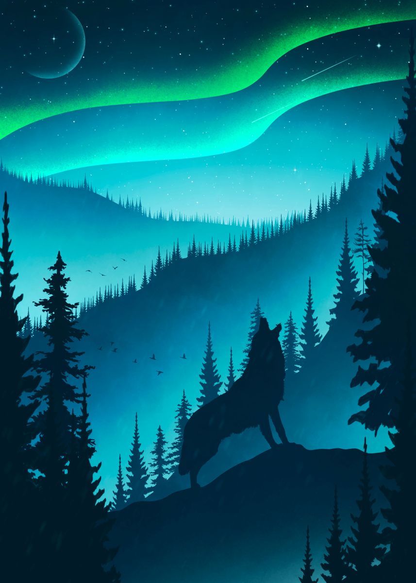 'Lone Wolf' Poster, picture, metal print, paint by Mr Penguin | Displate