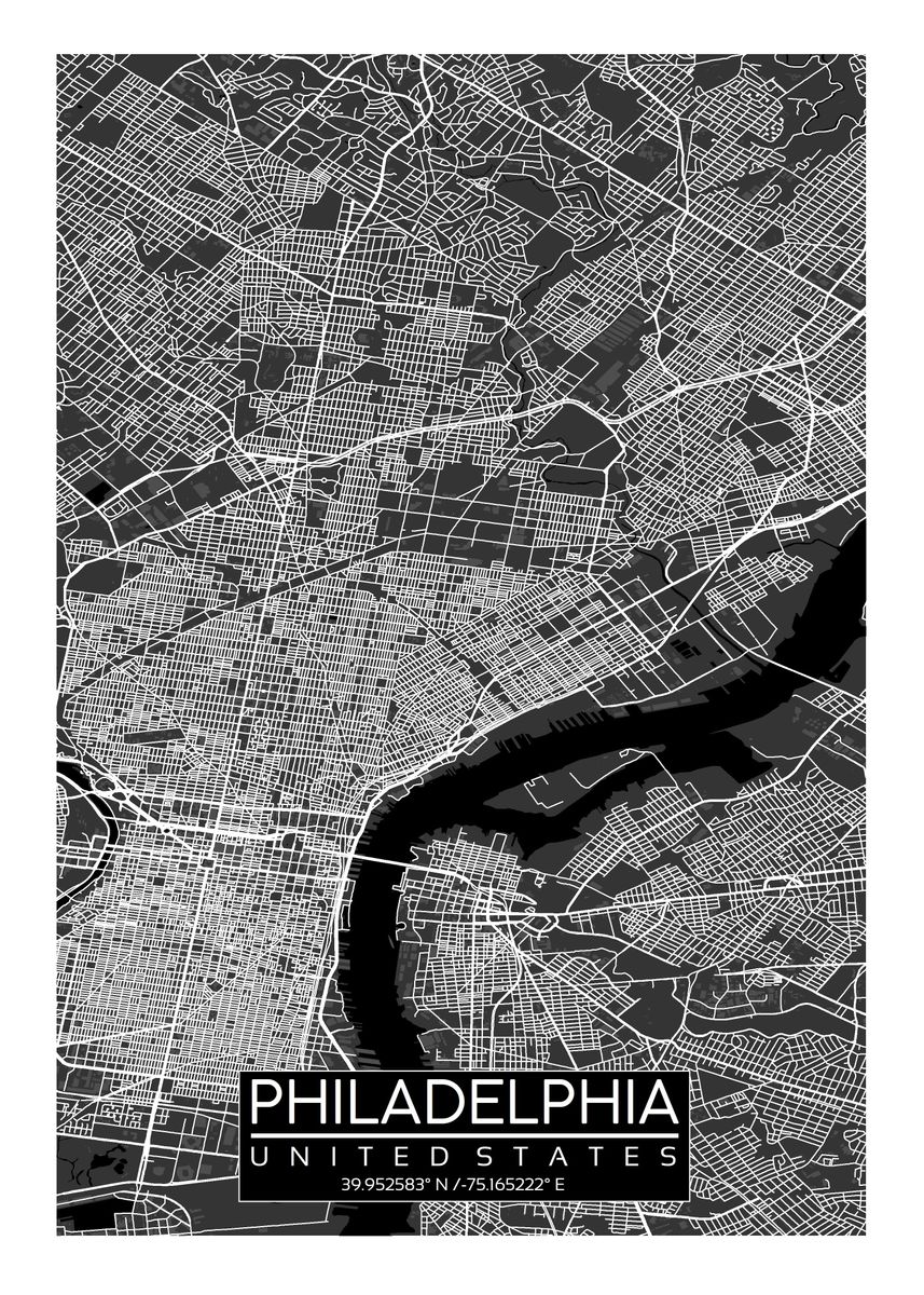 ' Philadelphia Street Map' Poster, picture, metal print, paint by Ahmad ...