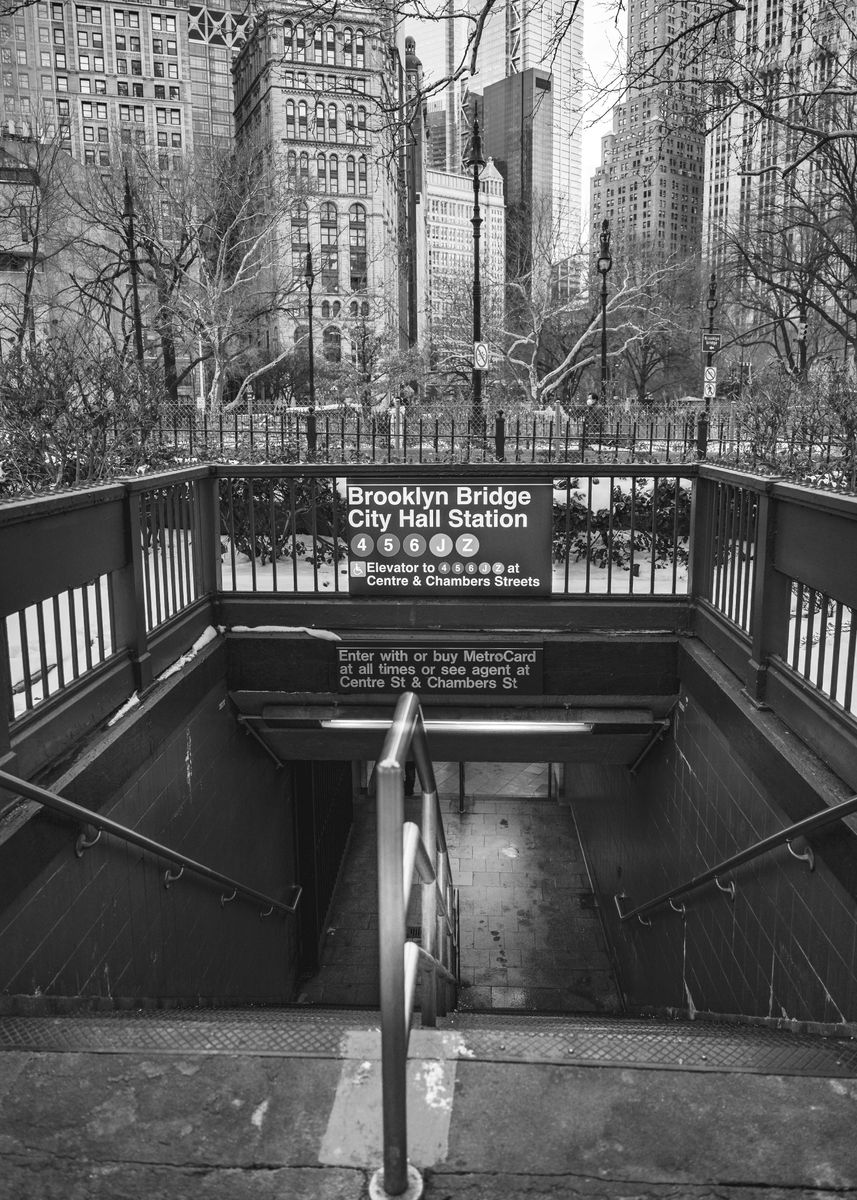 'NYC Subway Black and White' Poster, picture, metal print, paint by ...