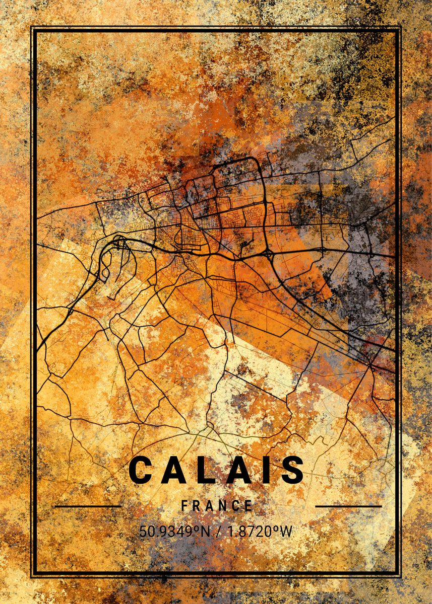 'Calais France Map' Poster, picture, metal print, paint by VisionTrend ...