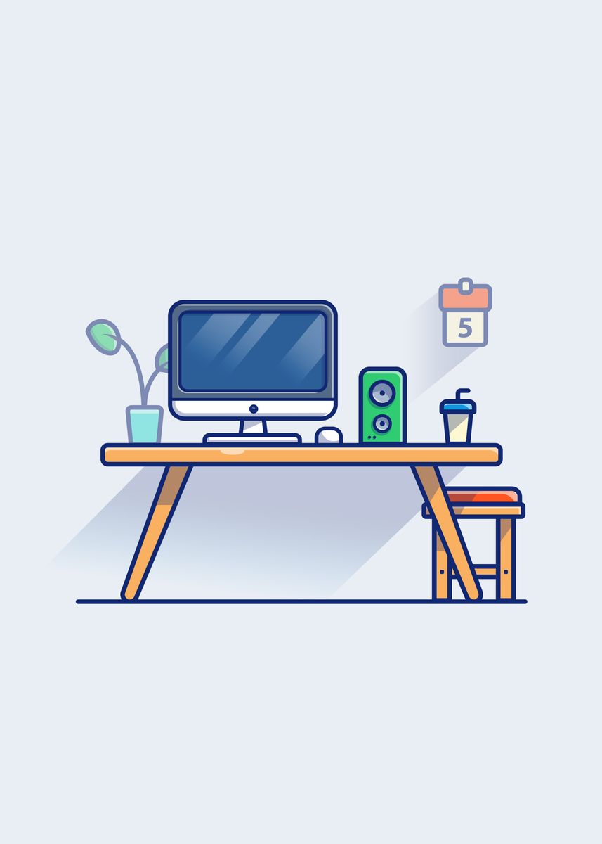 'Workspace Cartoon' Poster, picture, metal print, paint by catalyst ...