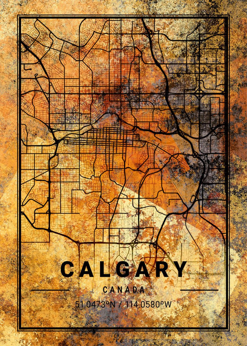 'Calgary Canada Map' Poster, picture, metal print, paint by VisionTrend ...
