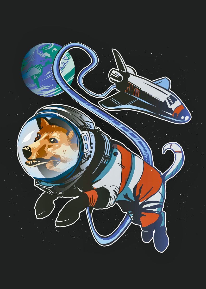 'Space corgi dog' Poster, picture, metal print, paint by Simon Darren ...