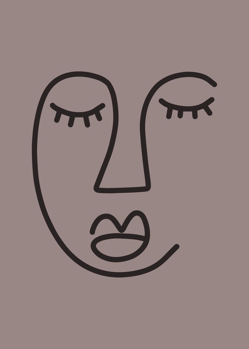 'Cute abstract face drawing' Poster, picture, metal print, paint by ...