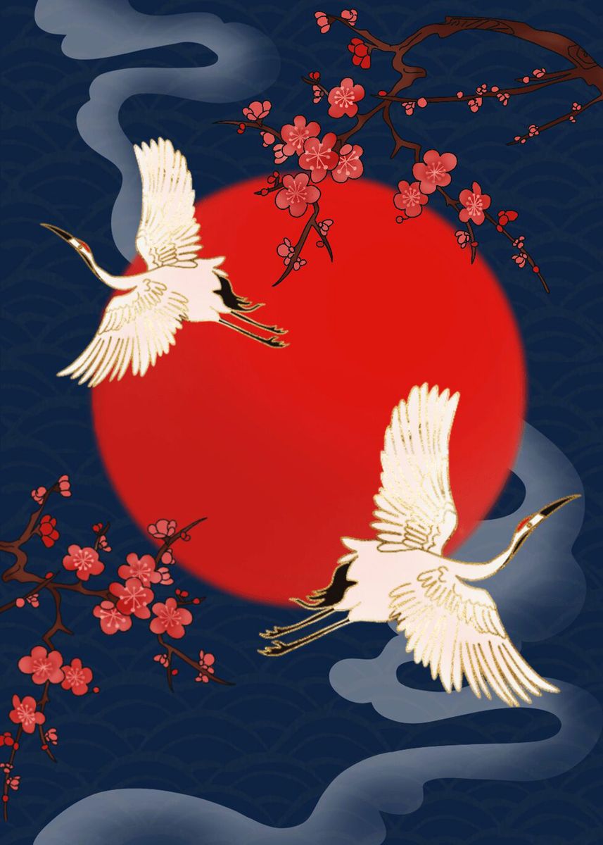'Chinese Sun with Birds' Poster, picture, metal print, paint by Max ...