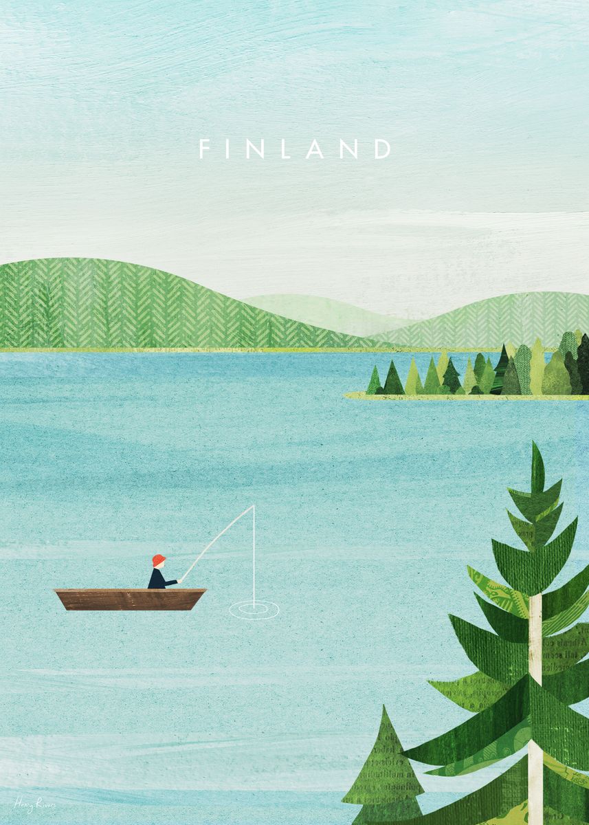 'Finland' Poster, picture, metal print, paint by Henry Rivers | Displate