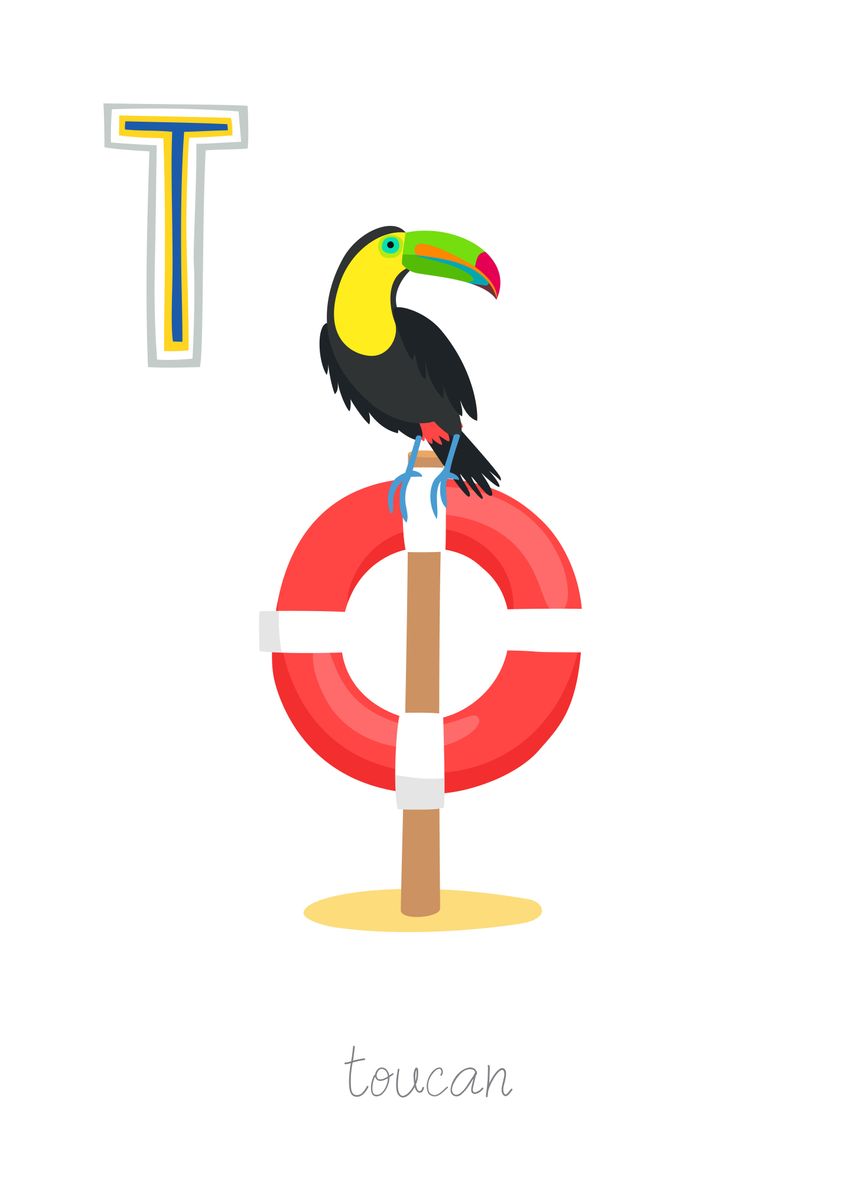 'Animal Alphabet T Toucan' Poster, picture, metal print, paint by ...
