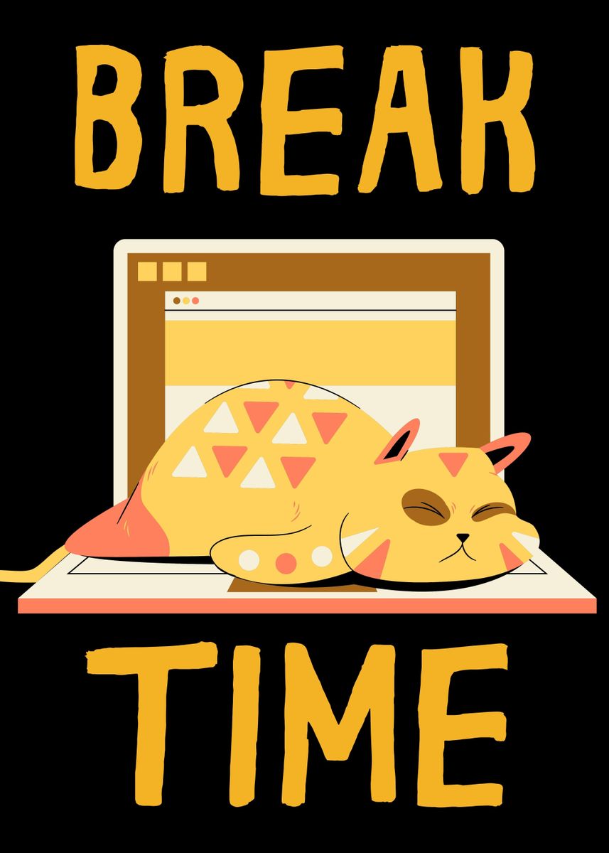 'Cat Break Time' Poster, picture, metal print, paint by Simon Clement ...