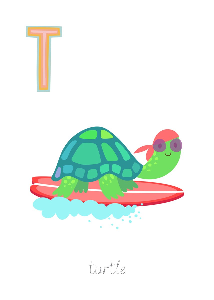 'Animal Alphabet T Turtle' Poster by dkDesign | Displate