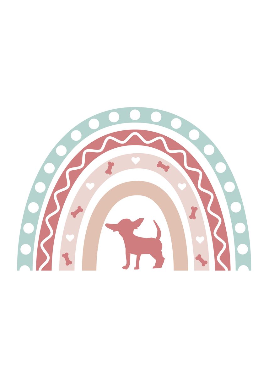 'Chihuahua Dog Boho Rainbow' Poster, picture, metal print, paint by ...