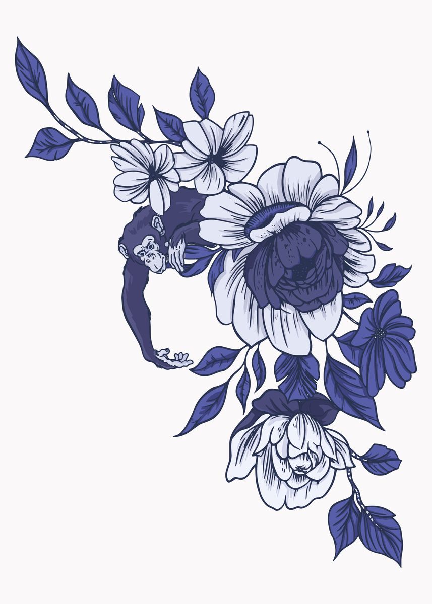 'Blue monkey' Poster by Bombdesign | Displate
