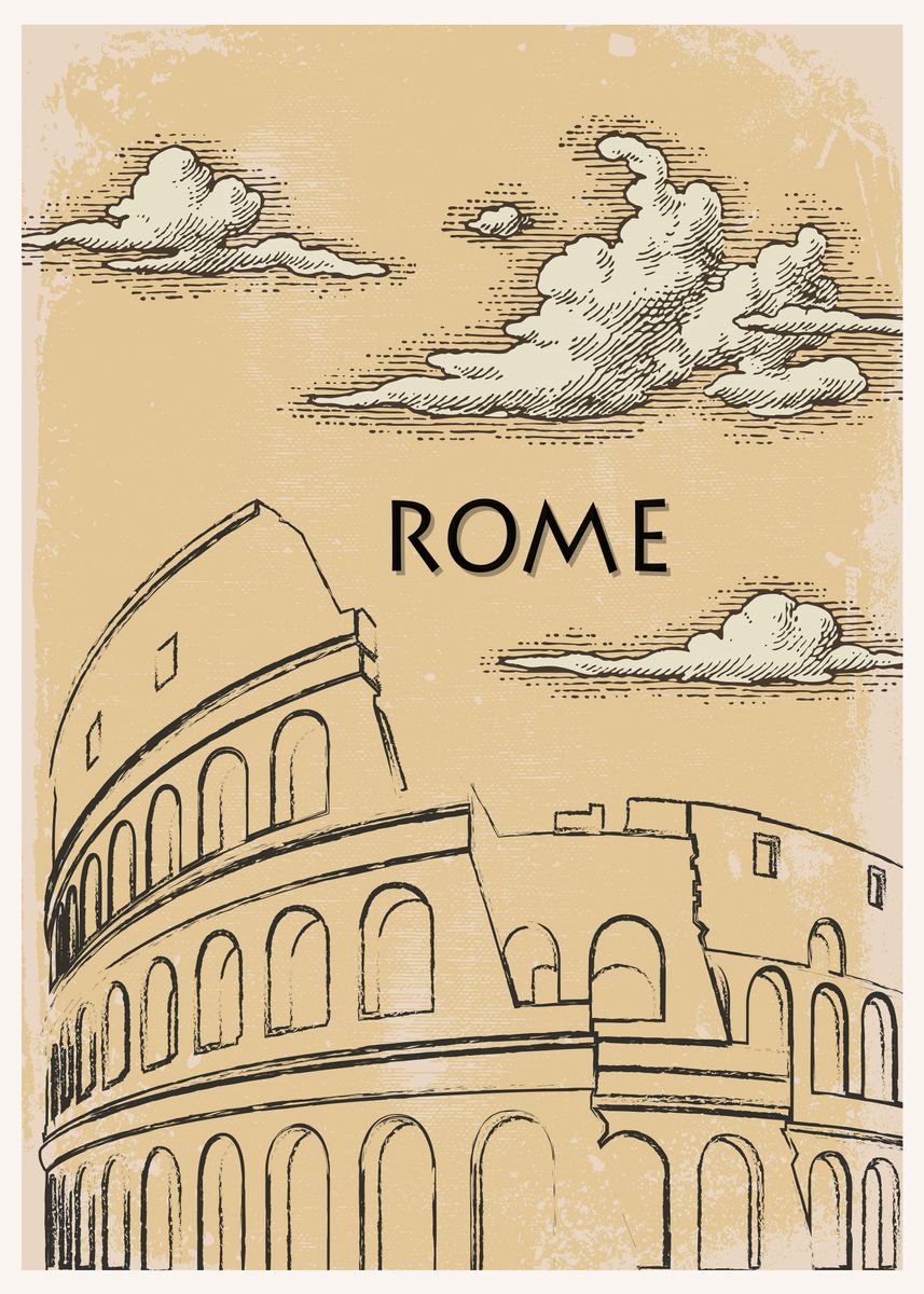 'Rome vintage poster' Poster by Cristina Romero | Displate
