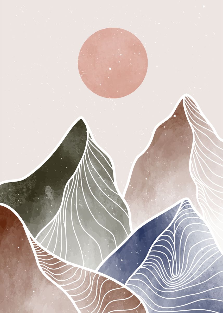 'Abstract Mountain art' Poster, picture, metal print, paint by budi ...