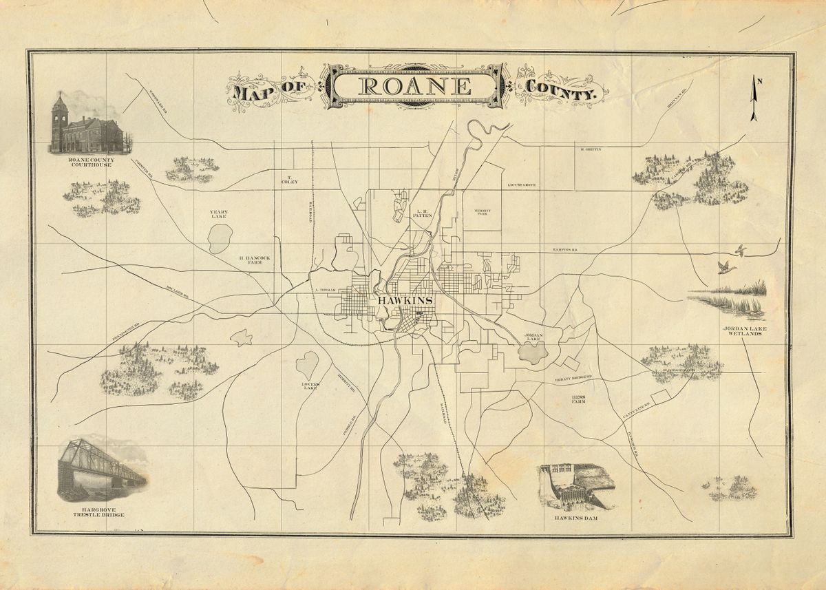 'Map of the Roane County' Poster by Stranger Things Series | Displate