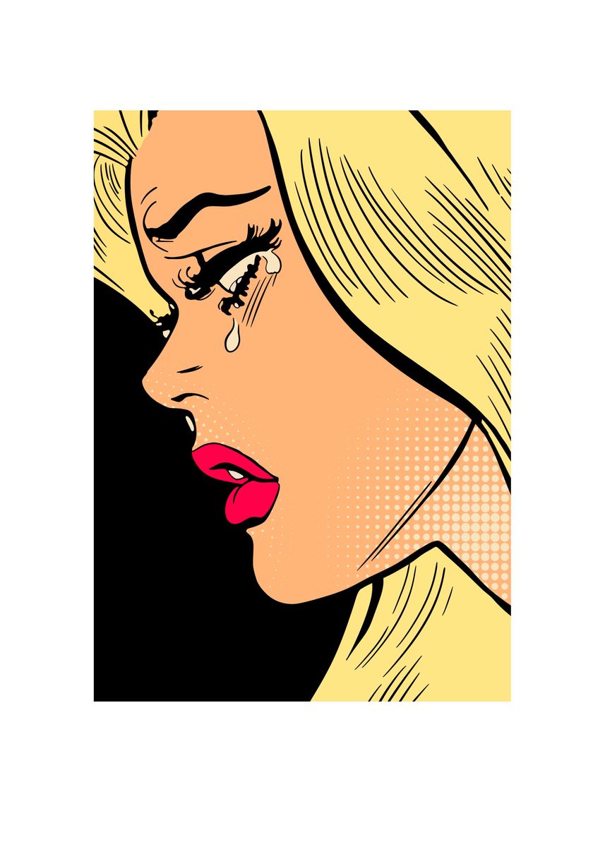 'Sad girl' Poster, picture, metal print, paint by Karin Studio | Displate