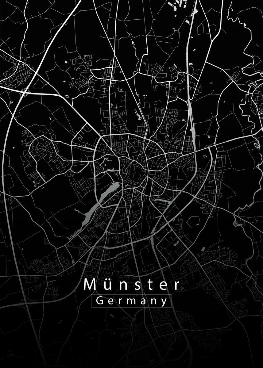 'Muenster City Map' Poster, picture, metal print, paint by Mapique ...