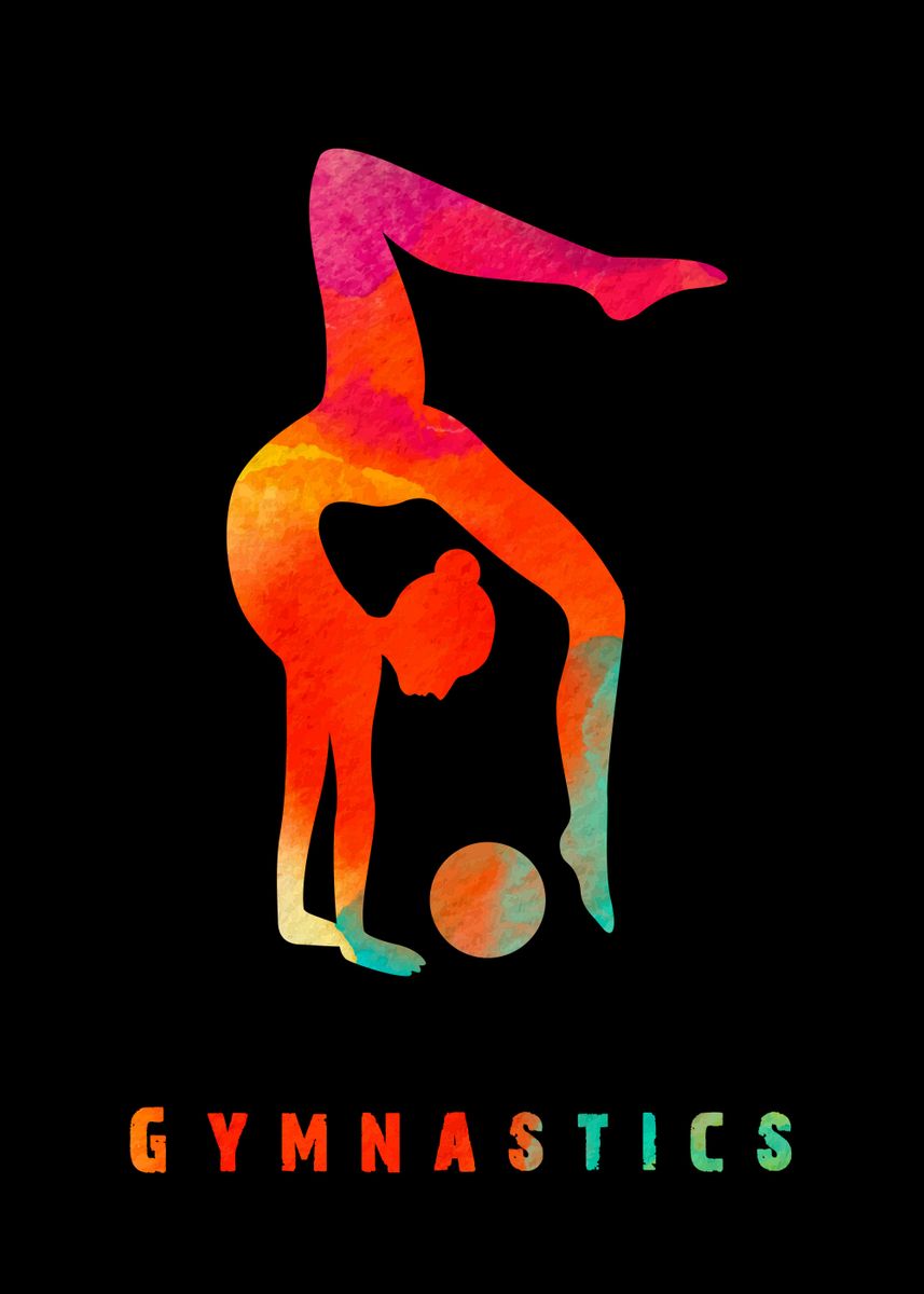'Gymnastics Girl Colorful' Poster, picture, metal print, paint by Anime ...