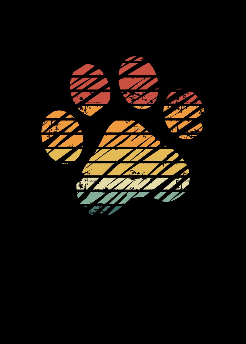 'Cats paw retro' Poster, picture, metal print, paint by BeMi | Displate