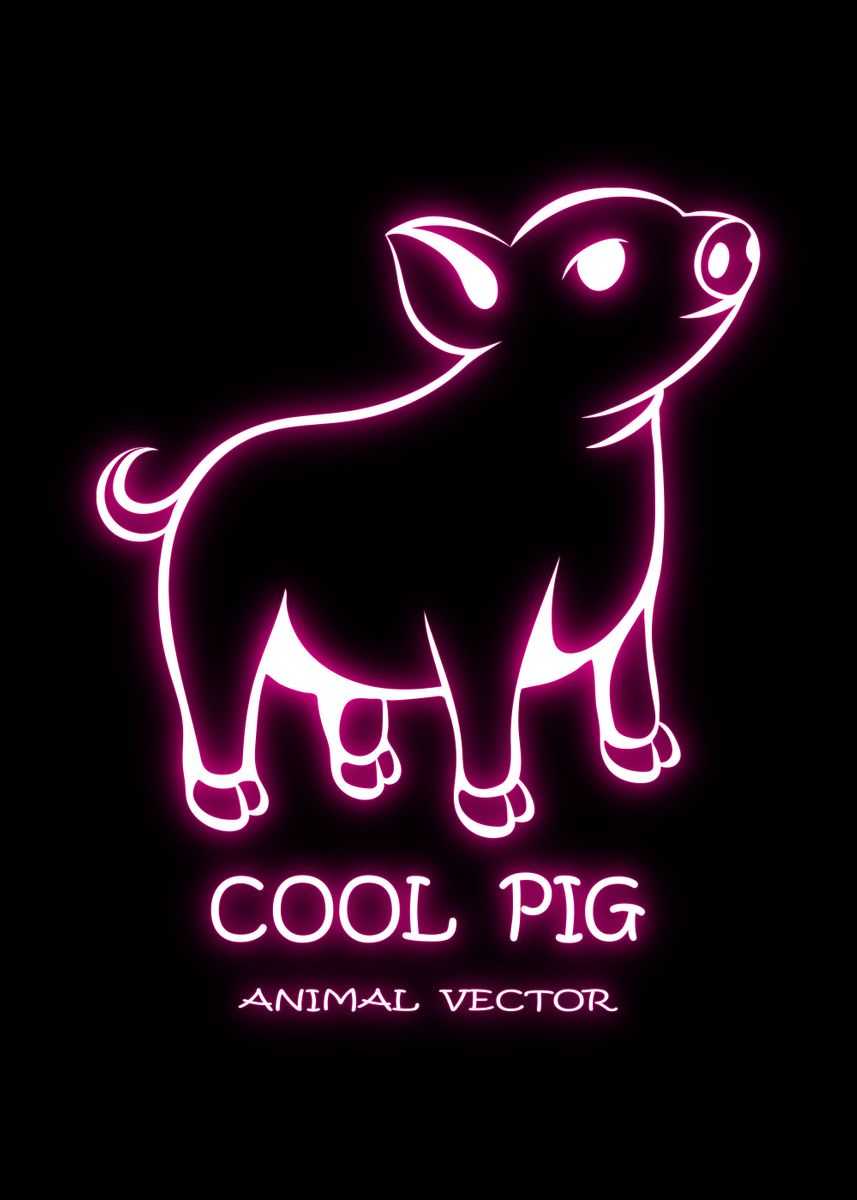 'Pig Cute Animal' Poster, picture, metal print, paint by Elain | Displate