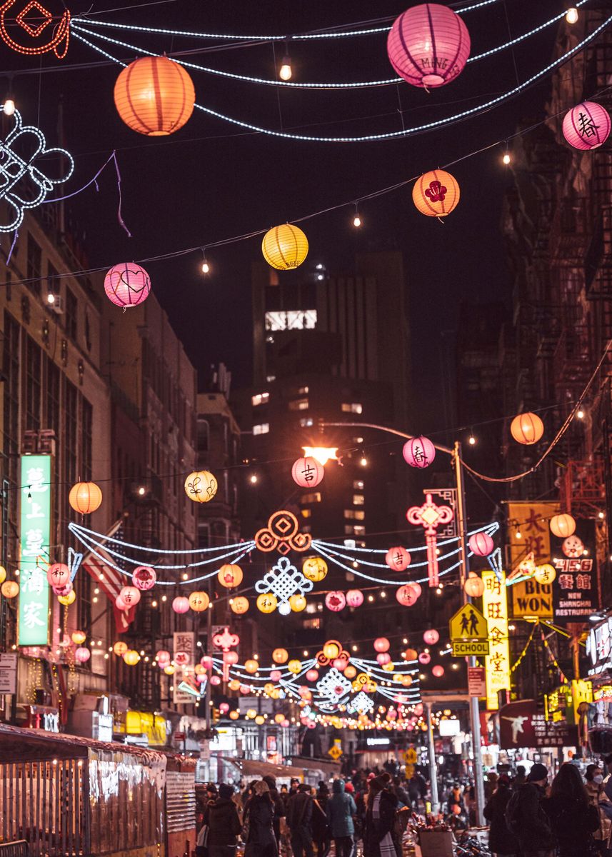 'NYC Chinatown at Night' Poster, picture, metal print, paint by anthony ...