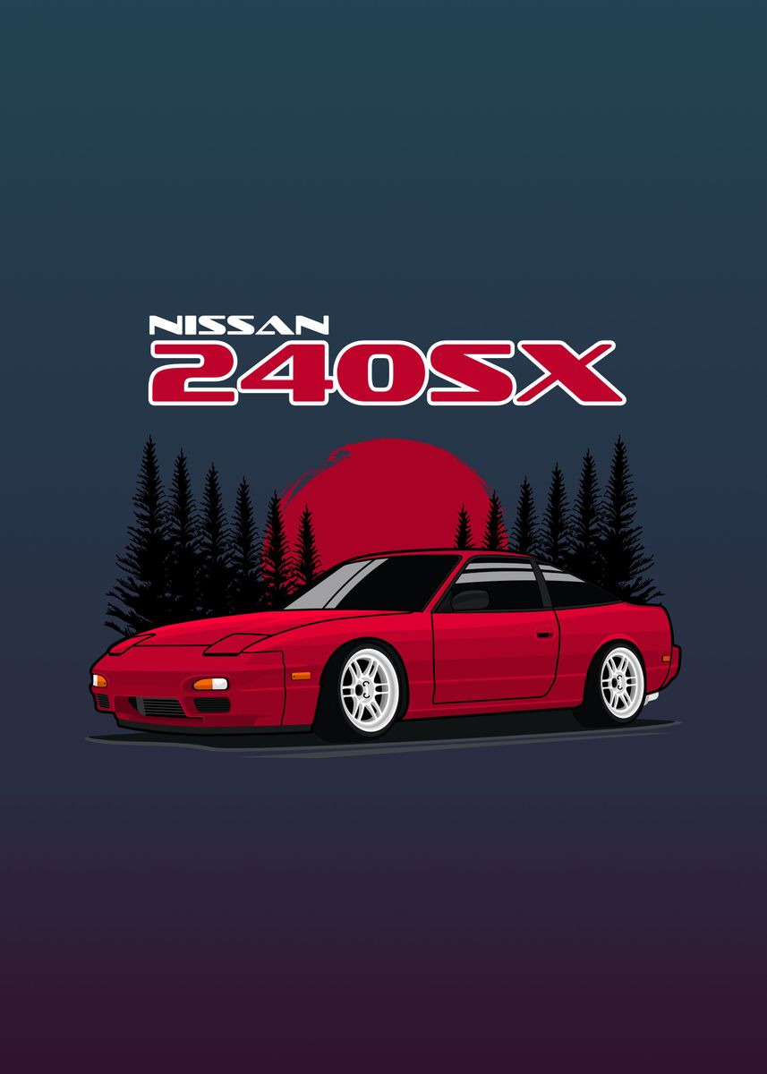 '240sx JDM Classic Cars' Poster, picture, metal print, paint by Masje ...