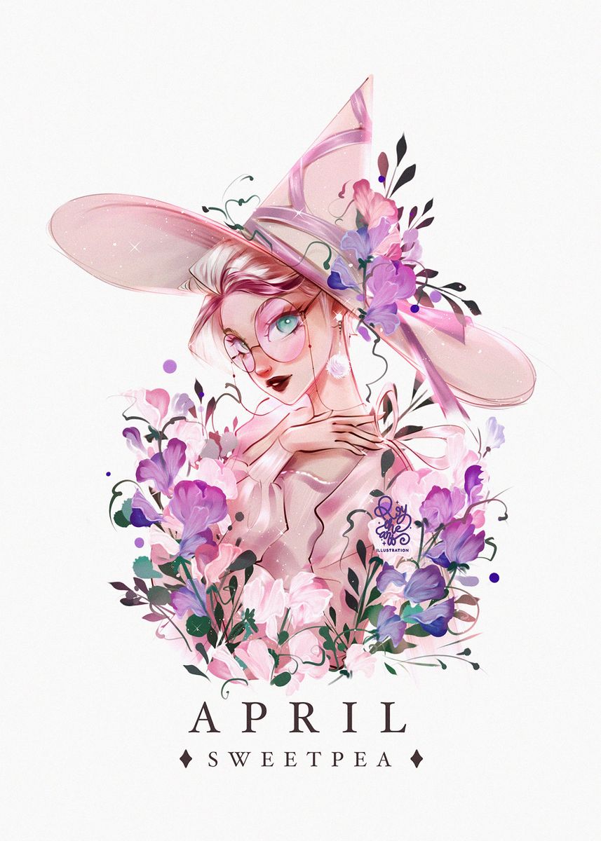 'April Sweetpea' Poster, picture, metal print, paint by ROY THE ART ...