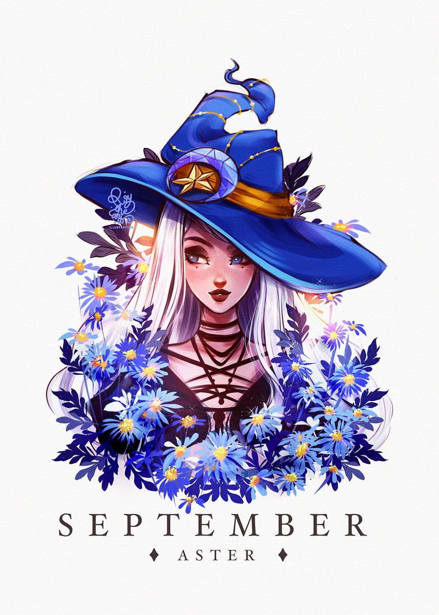 'September Aster' Poster, picture, metal print, paint by ROY THE ART ...