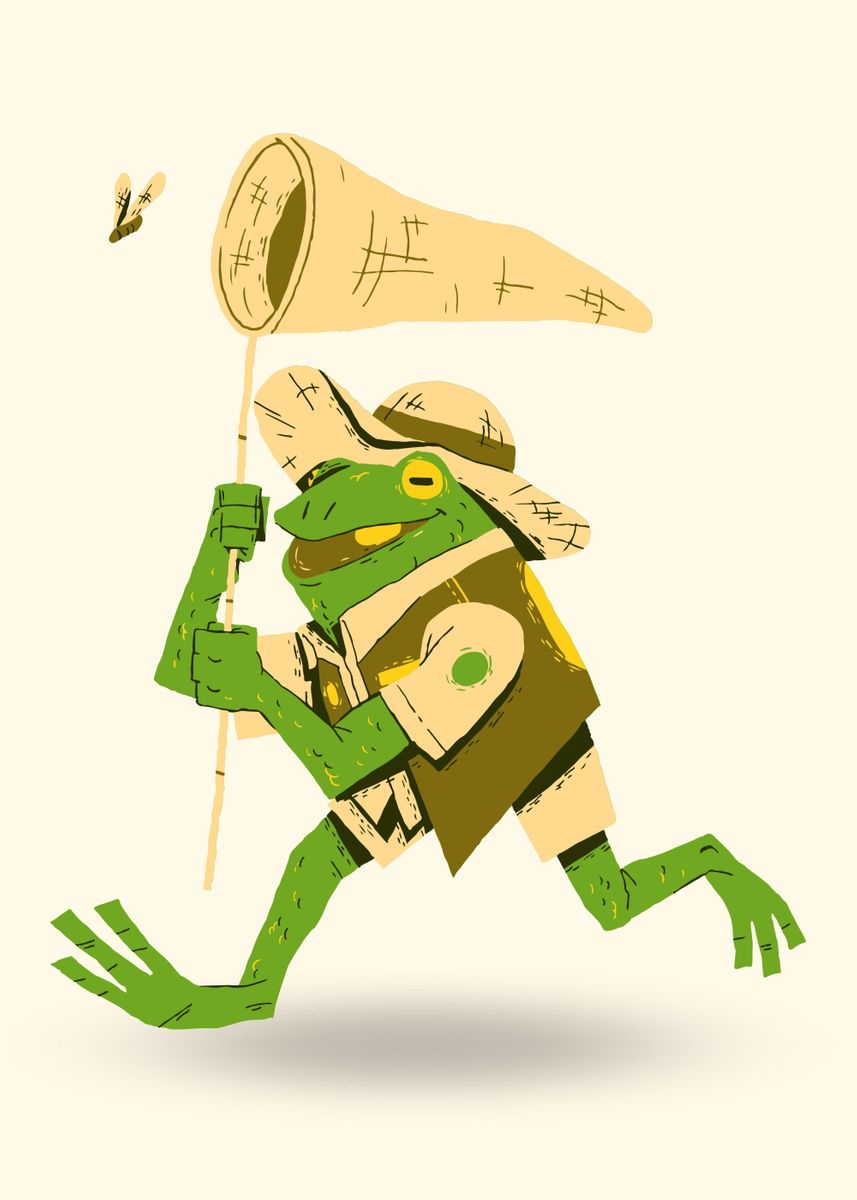 'Camping Frog' Poster, picture, metal print, paint by Simon Clement ...
