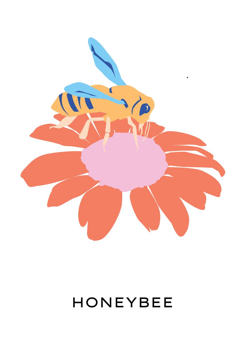 'Sunflower and honey bee' Poster by Human Shadow | Displate