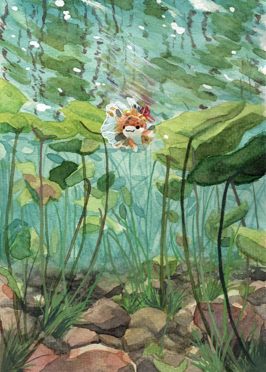 'Pond Spirit' Poster, picture, metal print, paint by Thanda | Displate