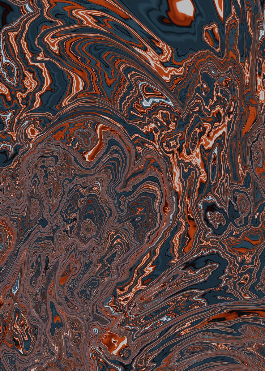 'Orange Blue Oil Spill' Poster, picture, metal print, paint by Mikael ...