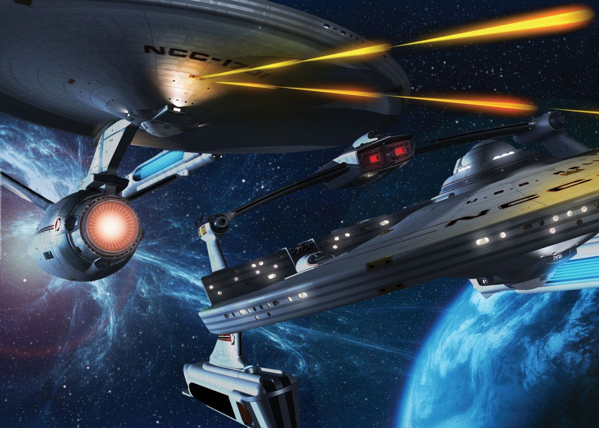 'Enterprise vs Reliant' Poster by Star Trek | Displate