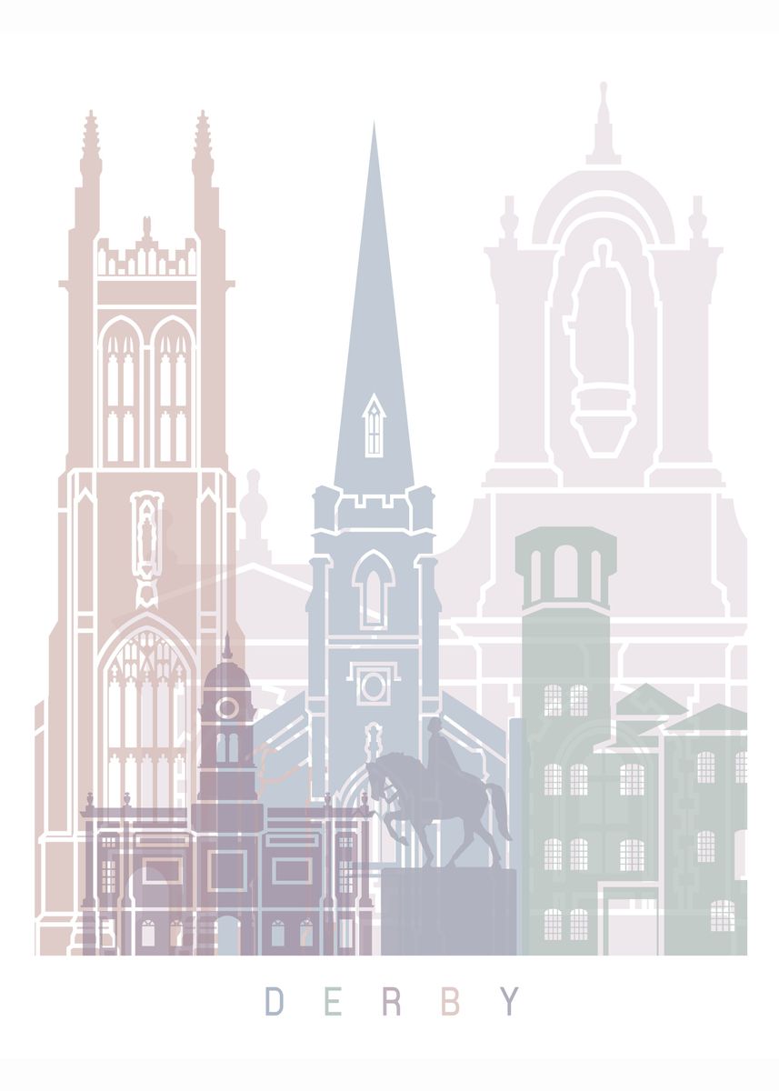'Derby skyline' Poster, picture, metal print, paint by Cristina Romero ...