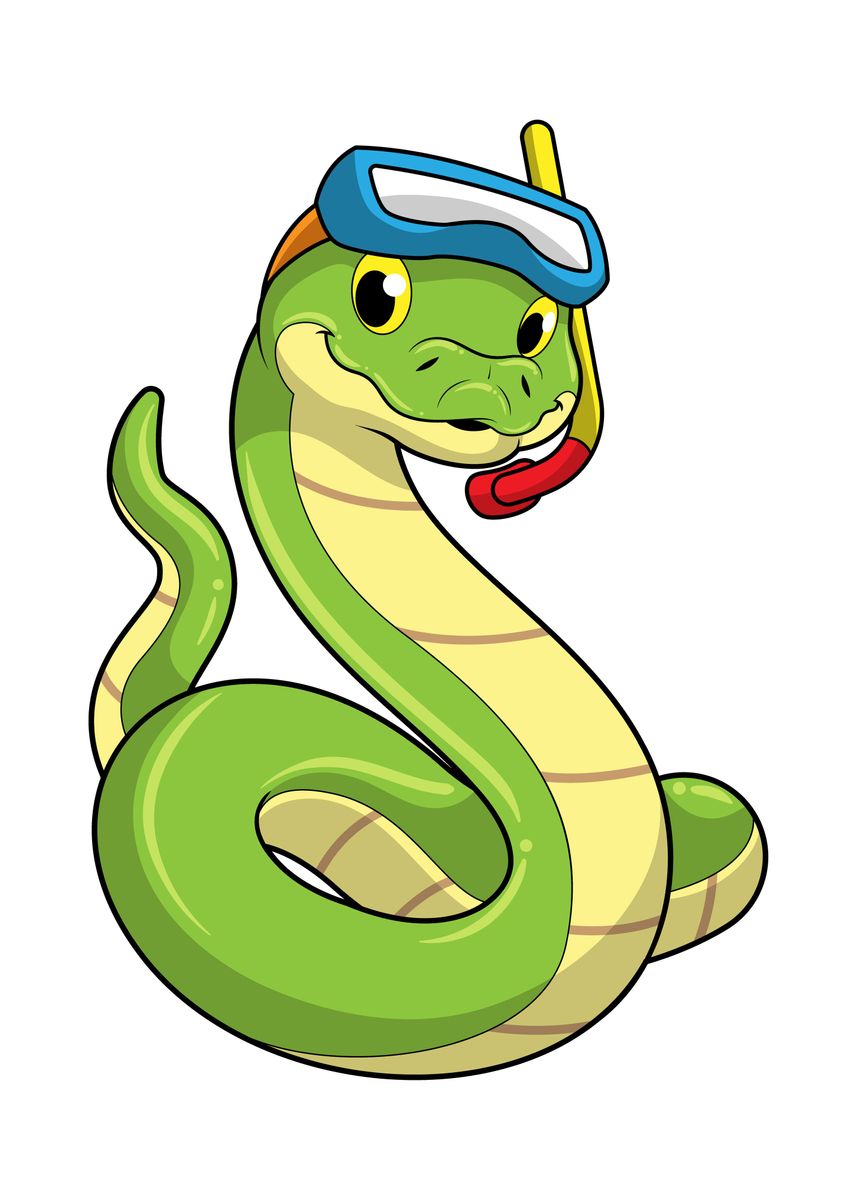 'Snake Diver Snorkel' Poster, picture, metal print, paint by Markus ...