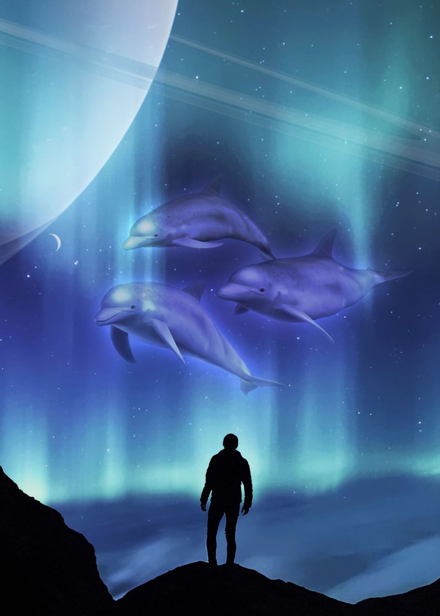 'Space Dolphins' Poster, picture, metal print, paint by Armstrong ...