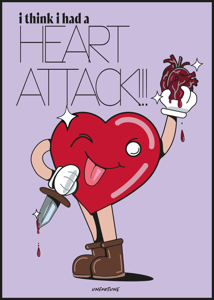 'Unfortune heart attack' Poster, picture, metal print, paint by Obedio ...