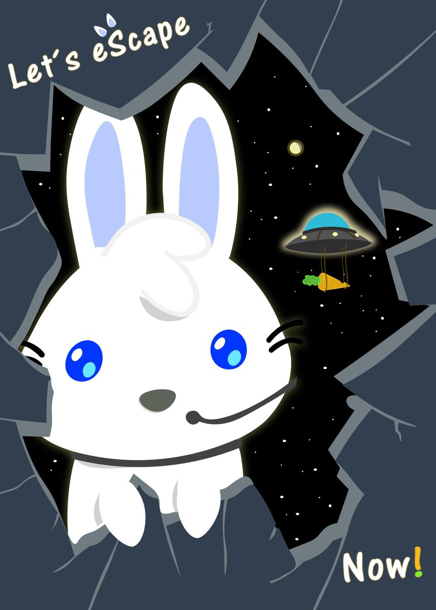 'Rabbit escape' Poster, picture, metal print, paint by Jean Rodriguez ...