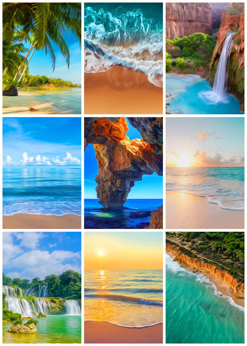'Paradise Collage' Poster by 84PixelDesign | Displate