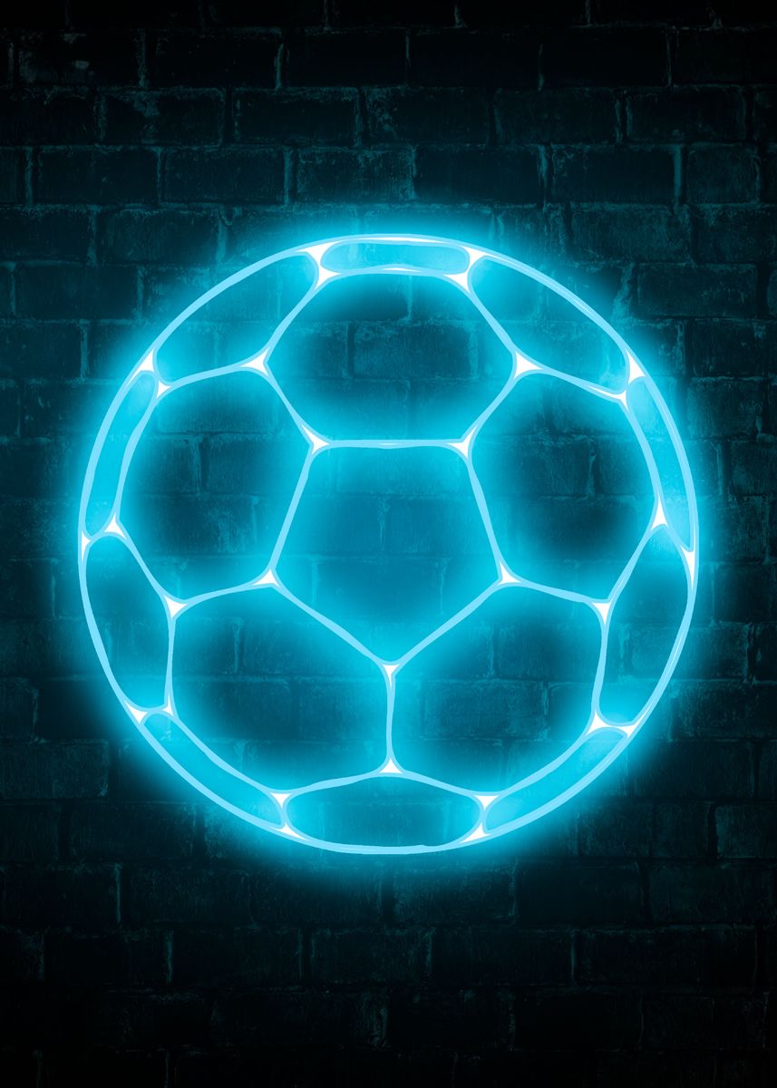 'Neon Soccer Football' Poster, picture, metal print, paint by ...