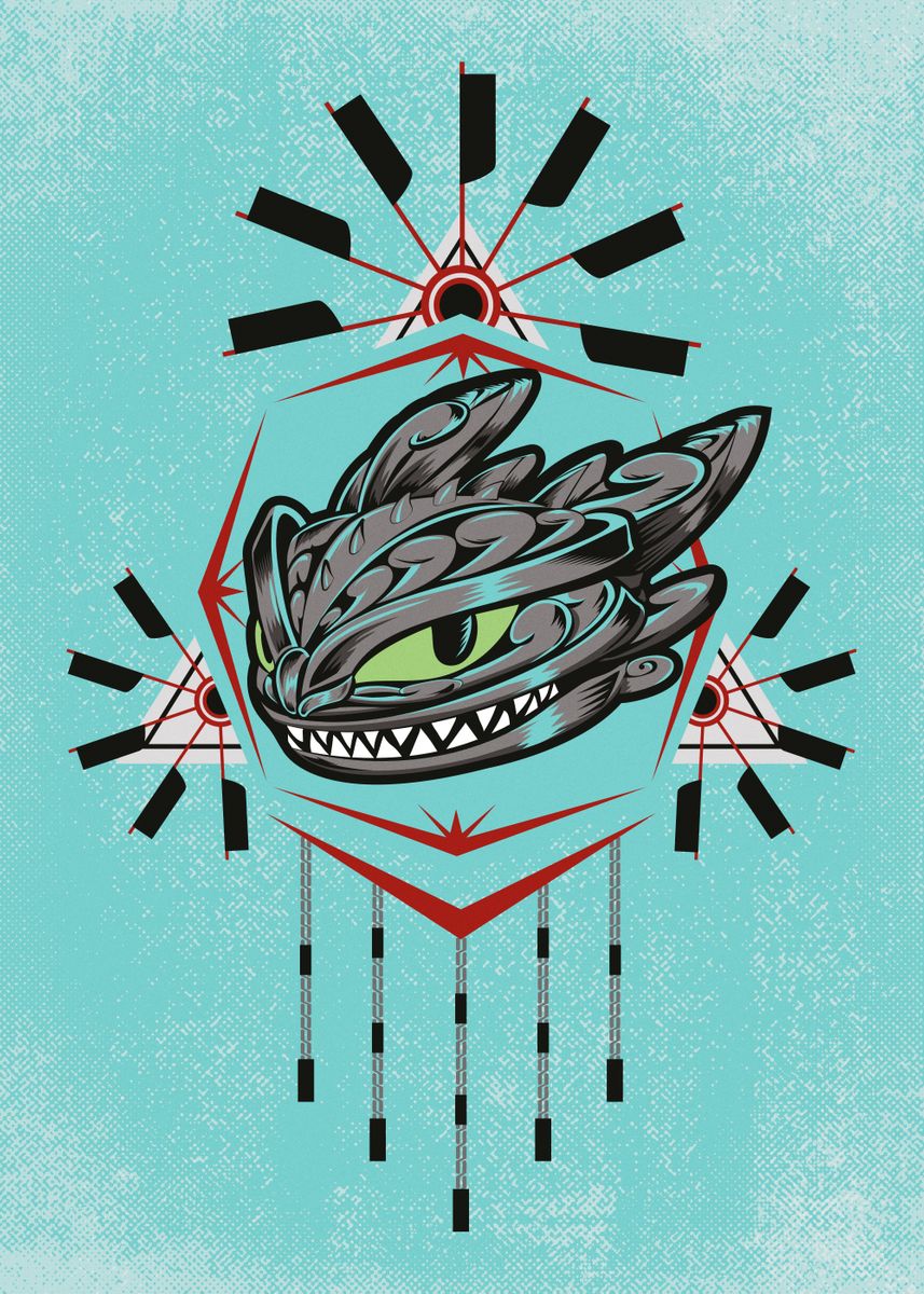 'Night Fury Head' Poster, picture, metal print, paint by How To Train ...