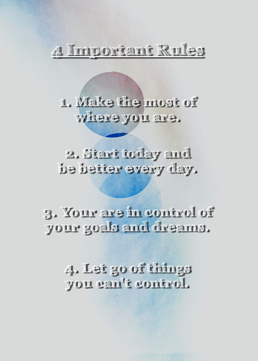 '4 Important Rules' Poster, picture, metal print, paint by Millionaire ...