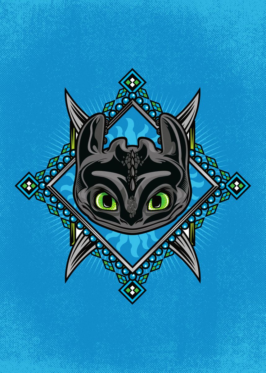 'Toothless Head' Poster, picture, metal print, paint by How To Train ...