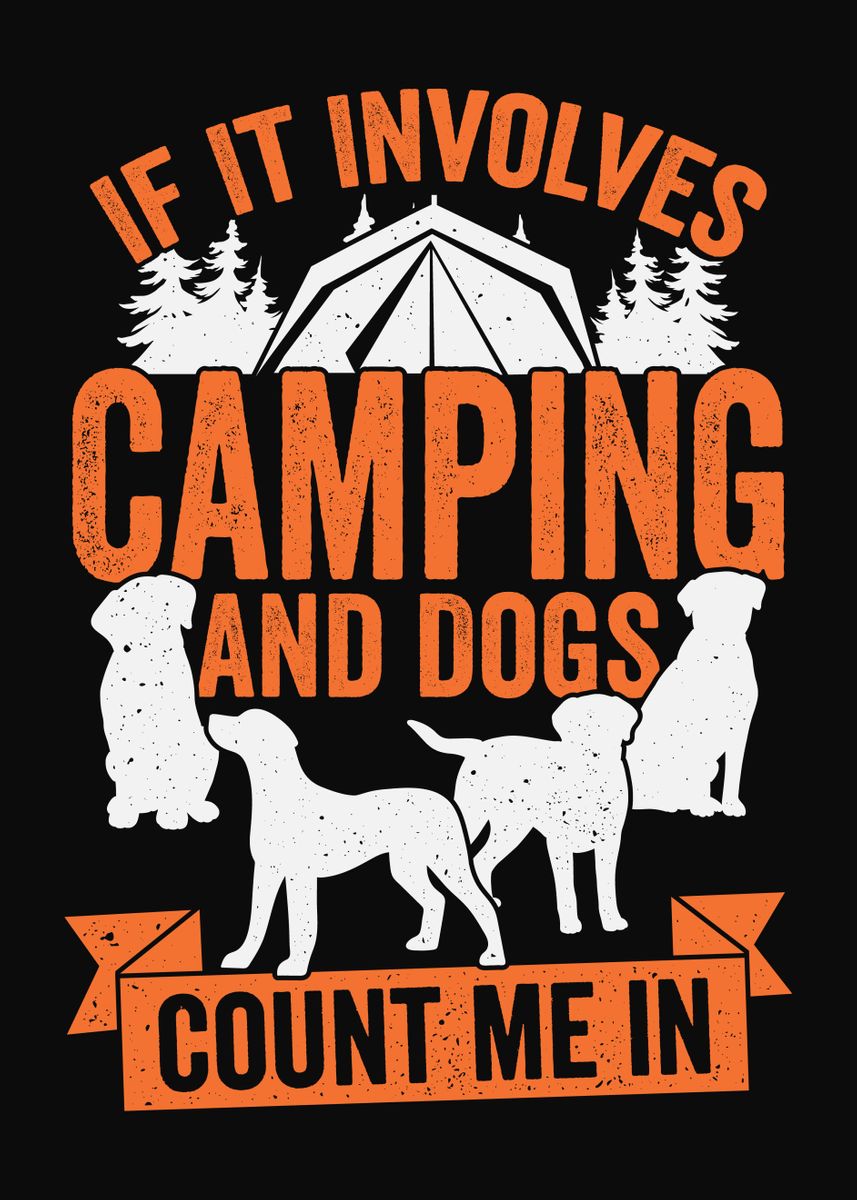 'Camping and Dogs Design' Poster, picture, metal print, paint by Marcel ...