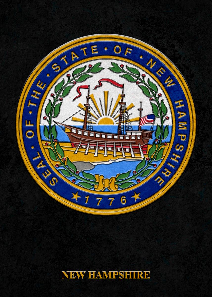 'Seal of New Hampshire' Poster, picture, metal print, paint by Ferit ...