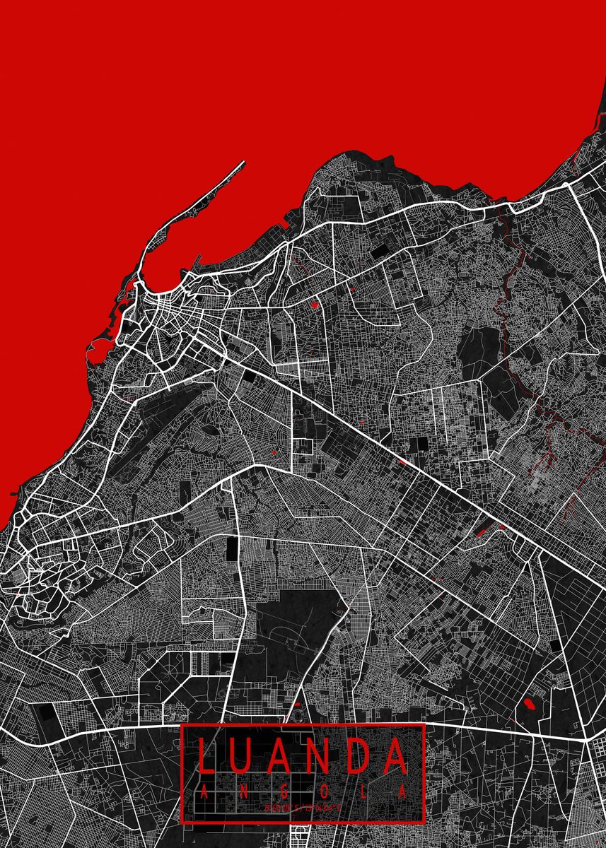 'Luanda Map Oriental' Poster, picture, metal print, paint by deMAP ...