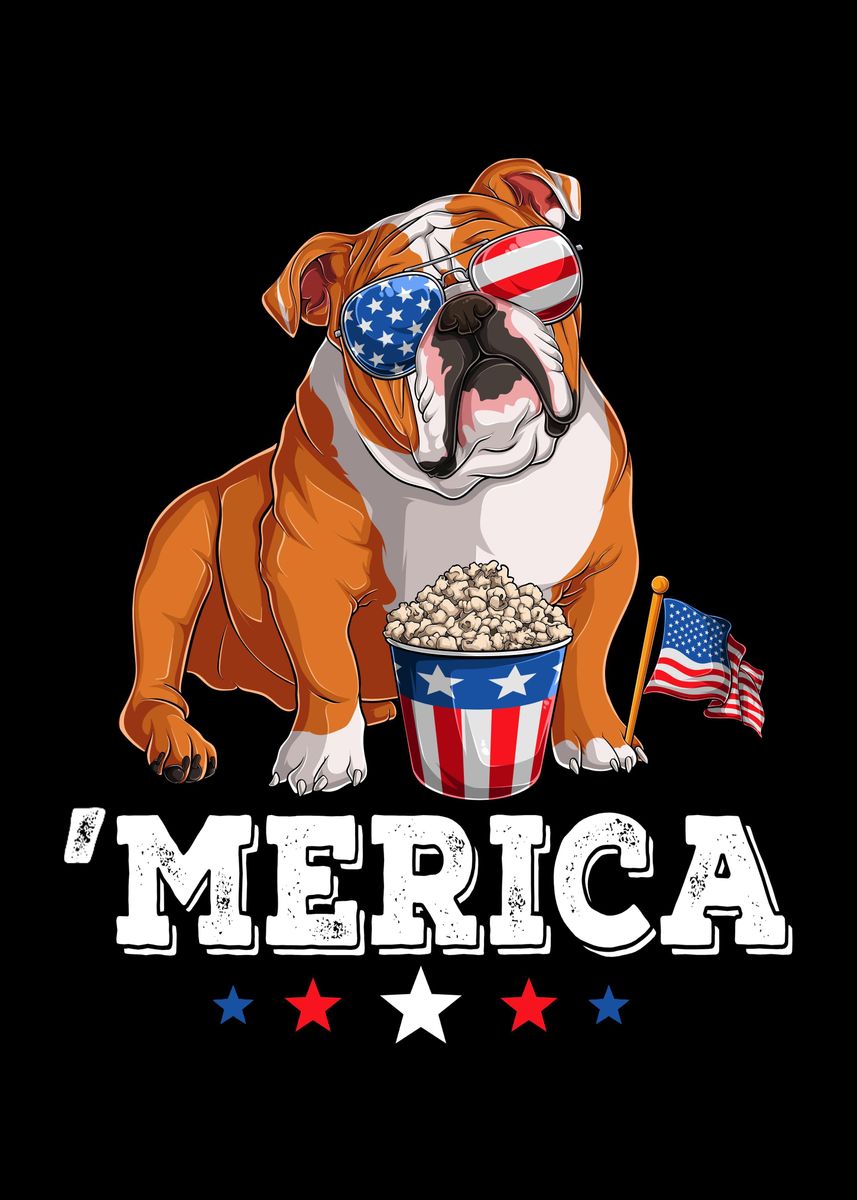 'Bulldog 4th of July USA' Poster by professionaldesigns | Displate